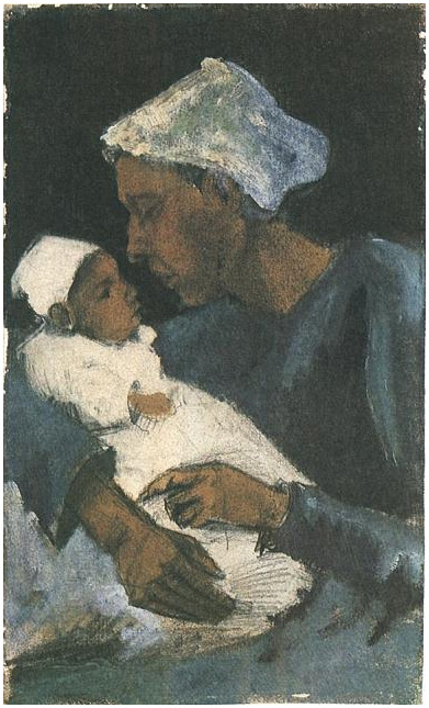 Woman (Sien?) with Baby on her Lap, Half-Figure by Vincent Van Gogh - 1913